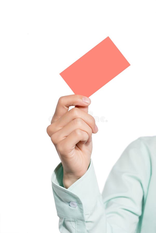 Female Hand Holding a Blank Business Card Stock Photo - Image of empty ...
