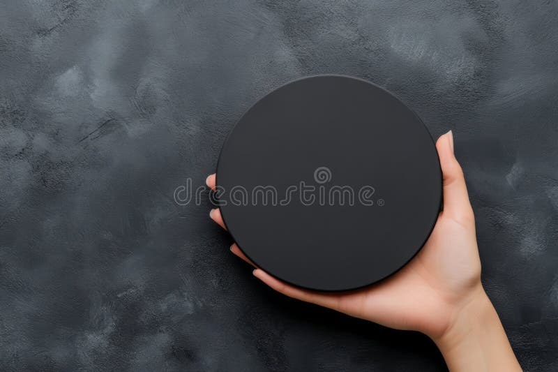 Female Hand Holding Blank Round Sign Stock Image - Image of simplicity ...