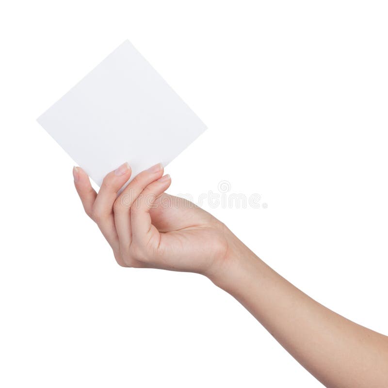 Female Hand Holding Blank Sheet of Paper Stock Photo - Image of memo ...