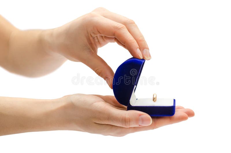 Empty Ring Box in Businessmans Hands Stock Image - Image of engagement ...