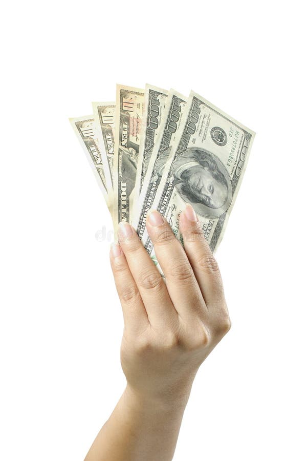 Female Hand Holding Cash, Dollars Stock Image - Image of cash, happy ...