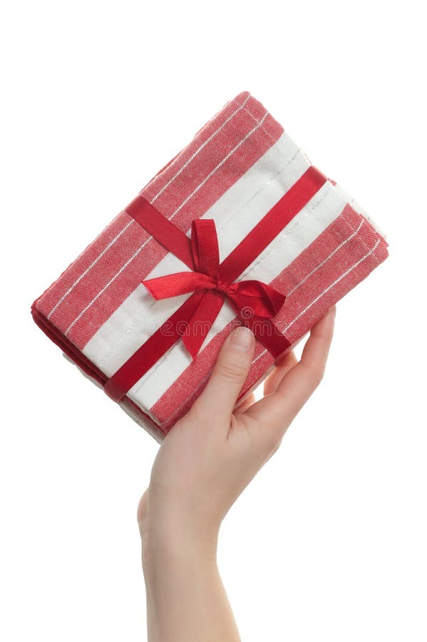 Female Hand Holding Cloth Gift Pack Stock Photo - Image of cloth ...