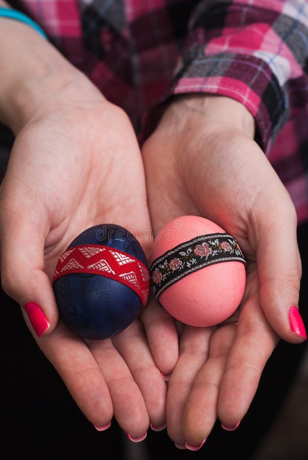 Female Hand Holding Easter Egg, Stock Photo - Image of european, easter ...