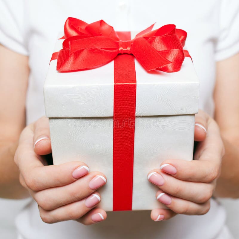 Female Hand Holding a Gift Box Stock Image - Image of merry, package ...