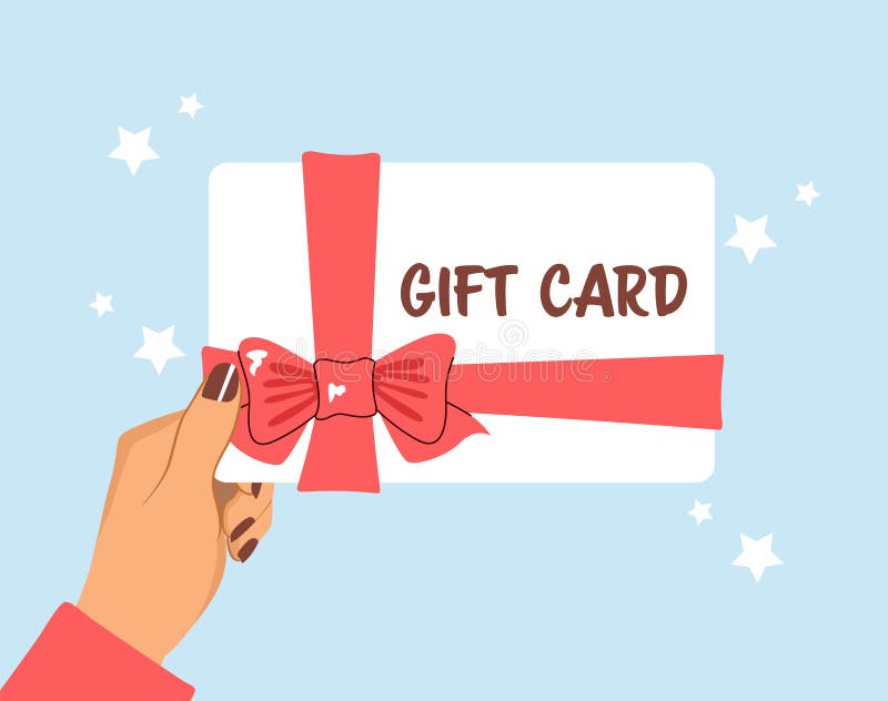 Female Hand Holding Gift Card Vector Illustration Drawing Stock Vector ...