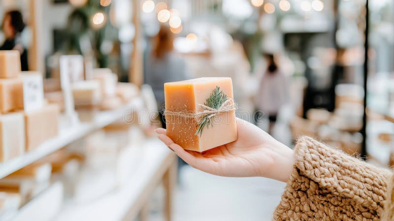 Female Hand Holding Handmade Soap in Artisan Market Setting Stock Photo ...