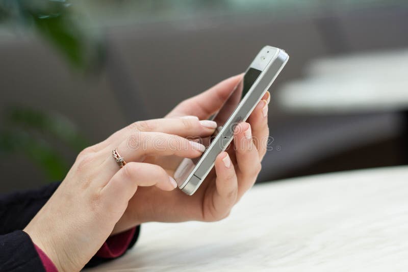 Female Hand Holding a Mobile Phone Stock Image - Image of lifestyle ...