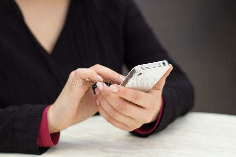 Female Hand Holding a Mobile Phone Close-up Stock Photo - Image of ...