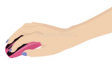 Female Hand Holding a Mouse Stock Vector - Illustration of fingers ...
