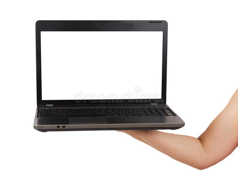 Female Hand Holding an Open Notebook with White Screen Stock Photo ...