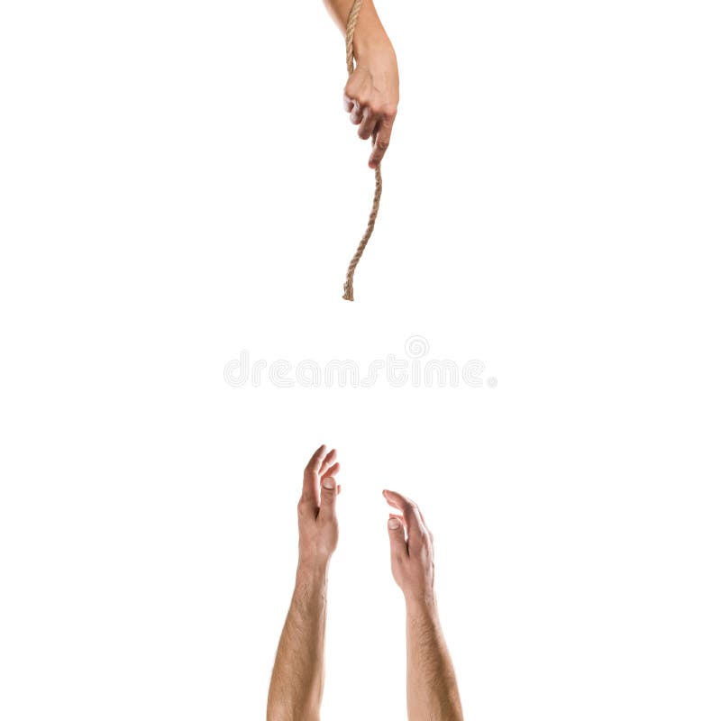 Female Hand Holding Out the Rope Man in Trouble Stock Image - Image of ...