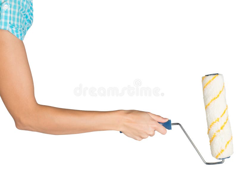 Female Hand Holding Paint Roller Stock Image - Image of outstretch ...