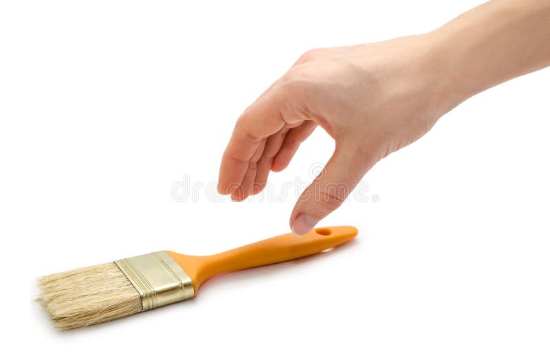 Female Hand Holding Paintbrush. Stock Photo - Image of hold, equipment ...