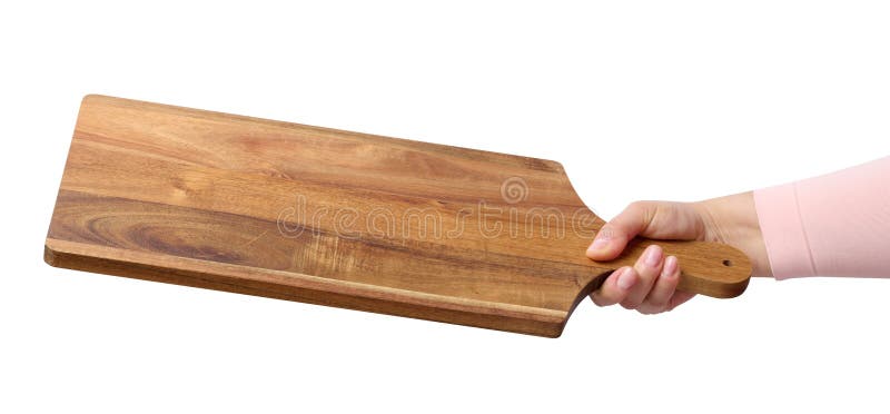 Female Hand Holding a Rectangular Wooden Cutting Board Kitchen Board ...
