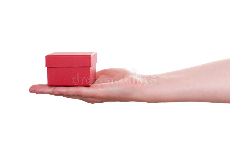 Female Hand is Holding a Red Gift Box Stock Photo - Image of ...