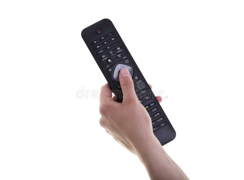 Female Hand Holding a Remote Controller on White Background Stock Image ...