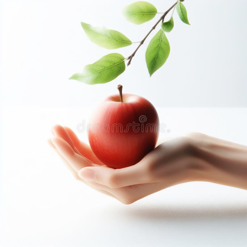 Female Hand Holding a Ripe Red Apple. AI Generated Stock Illustration ...