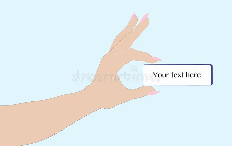 Female Hand Holding a Sign. Stock Illustration - Illustration of volume ...