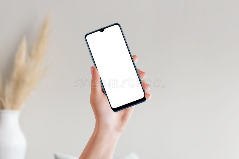 Female Hand Holding Smart Phone with Blank Mockup Screen Stock Photo ... Female Hand Holding Smart Phone with Blank Mockup Screen Stock Photo ...