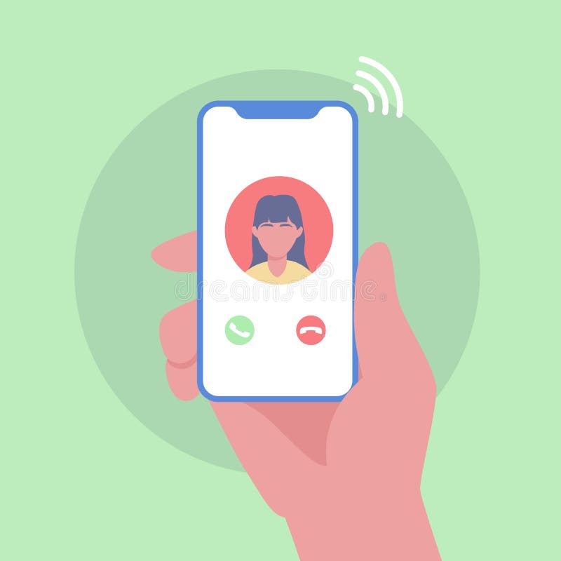 Female Hand Holding Smartphone with Incoming Call. Mobile Application ...