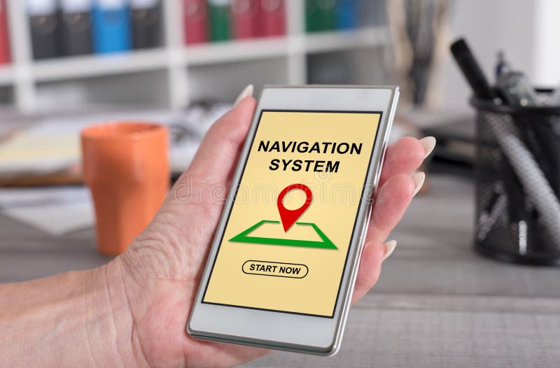 Navigation System Concept on a Smartphone Stock Image - Image of device ...