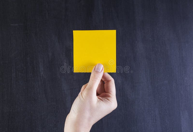 Female Hand Holding Sticky Note Stock Photo - Image of note, copy ...