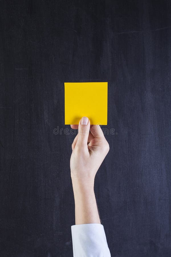 Female Hand Holding Sticky Note Stock Photo - Image of woman, people ...