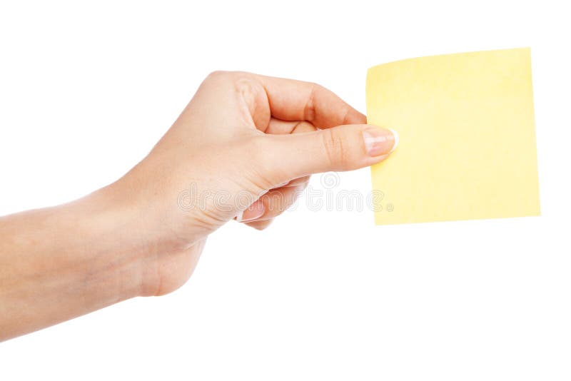 Adult Man Hand Holding Sticky Note Stock Photo - Image of hand, post ...