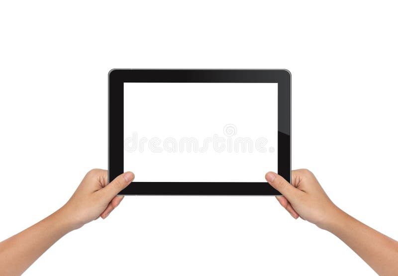 Female Hand Holding Tablet Pc Isolated on White Stock Image - Image of ...