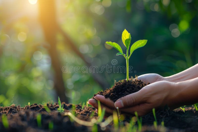 Female Hand Holding Tree Seedlings for Earth Day Forest Conservation in ...