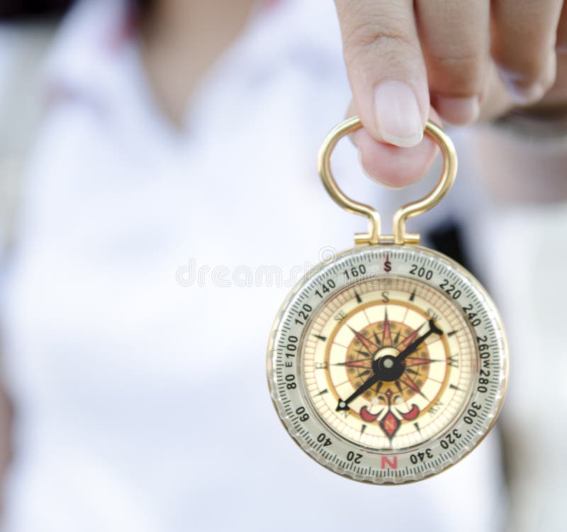 Female Hand Holding with Vintage Retro Compass Stock Image - Image of ...