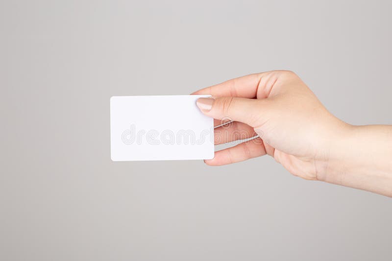 A Female Hand Holds a Blank Card Stock Photo - Image of card, gesture ...