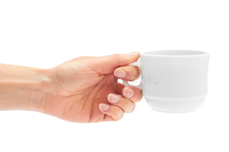 Female Hand Holds a Cup of Tea. Isolated on White Background Stock ...