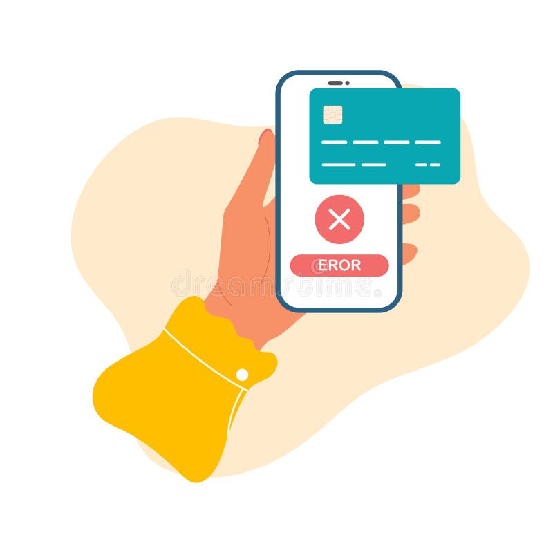 Female Hand Holds a Phone with Error Payment on Screen. Contactless ...