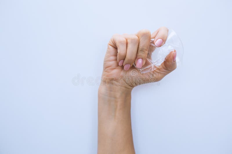 Hand Holds a Plastic Glass. Plastic Pollution Stock Photo - Image of ...