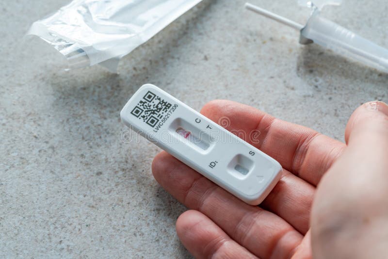 Female Hand Holds Rapid Lateral Flow Test Device Stock Image - Image of ...