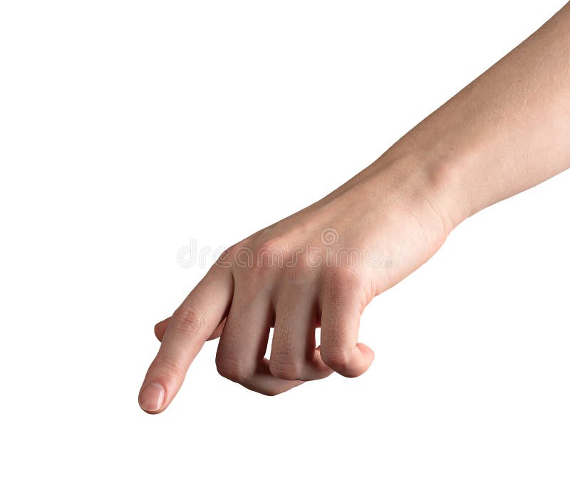 Female Hand with Index Finger Extended, Pressing or Selecting a Virtual ...