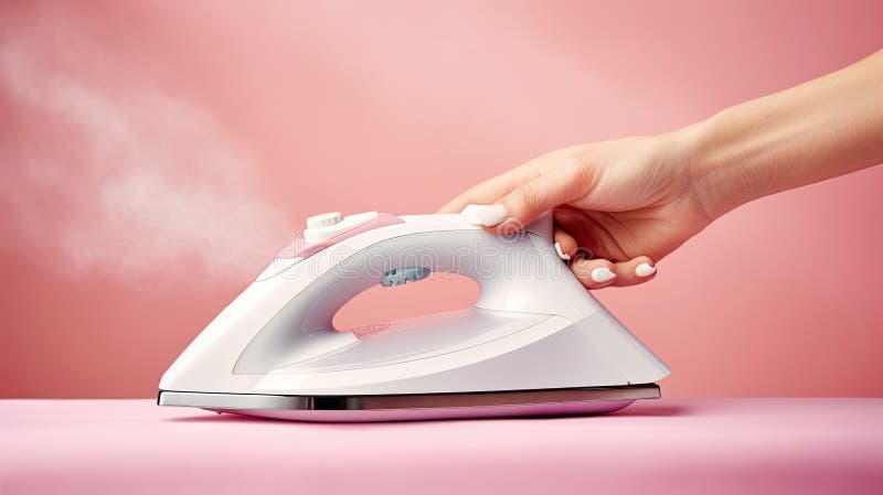 Female Hand with Iron on Colour Background Stock Image - Image of ...