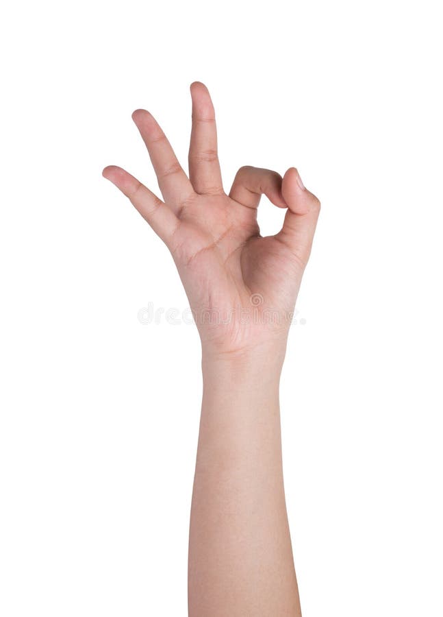 Female Hand Isolated on White ,Okay Sign. Stock Image - Image of finger ...