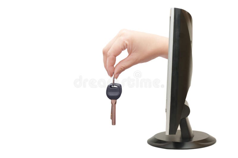 Female Hand with Keys from the Monitor Stock Image - Image of office ...