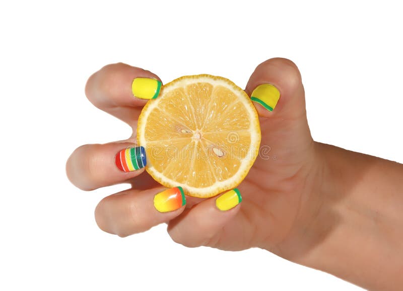 Female hand with lemon stock image. Image of human, hand - 74772821