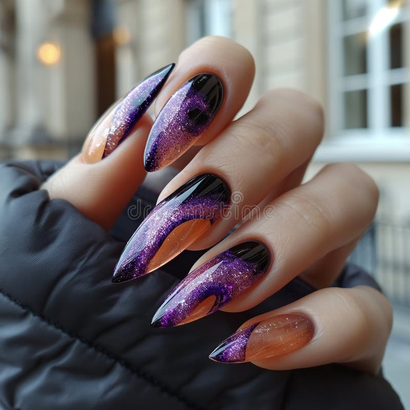 Female Hand with Long Nails Manicure Nail Polish Stock Illustration ...