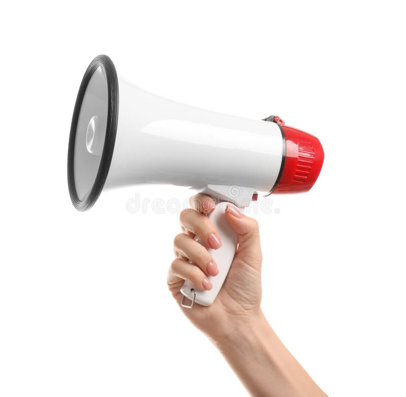Red Megaphone Held by Hand on Transparent Background. AI Stock Photo ...