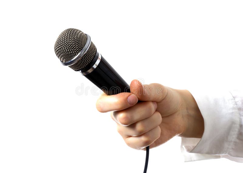 Female Hand with a Microphone in the Hands Stock Photo - Image of ...