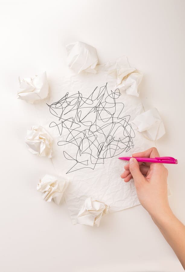 Writing Hand in Crumpled Paper Stock Image - Image of difficulty ...