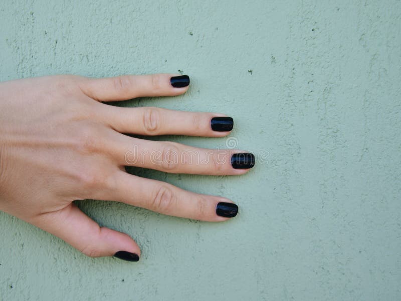 Female Hand with Nice Black Manicure Stock Photo - Image of close ...