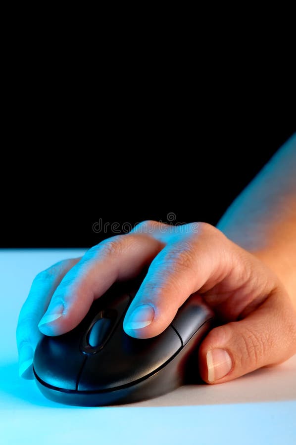 A Female Hand Operating a Computer Mouse Stock Image - Image of device ...