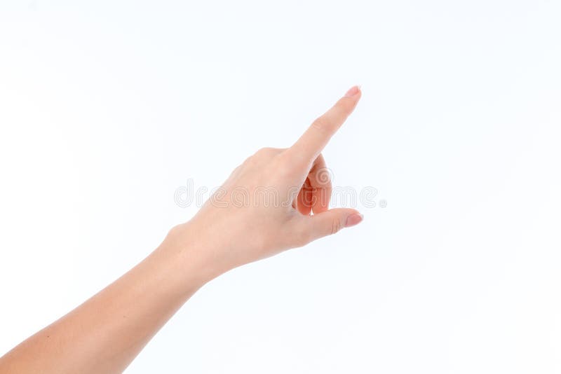Female Hand Outstretched To the Side and Pointing Finger Isolated on ...
