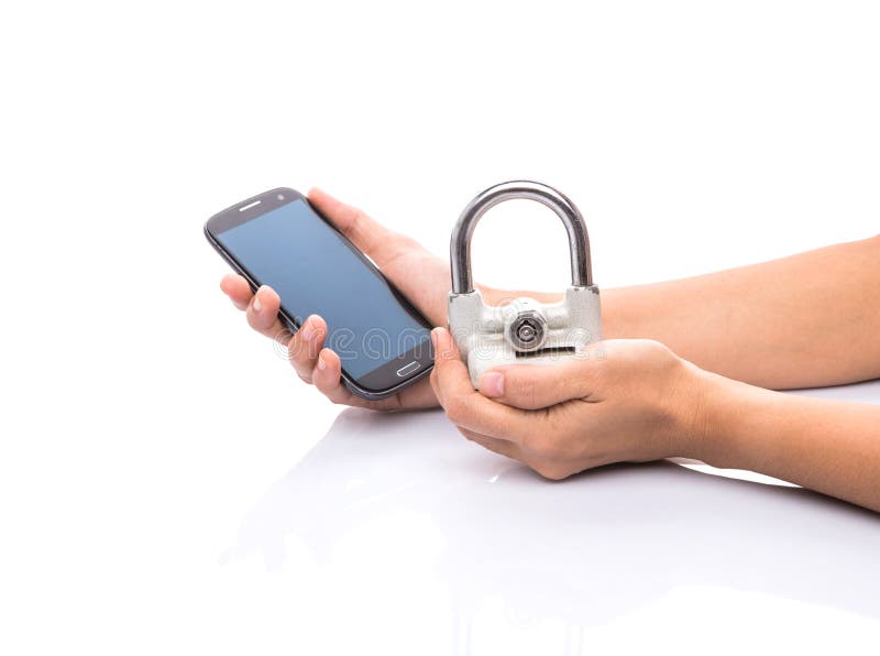 Female Hand with Padlock and Smartphone I Stock Photo - Image of gadget ...