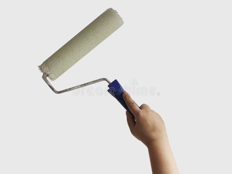 Female Hand Paints a White Paint Roller Stock Image - Image of white ...